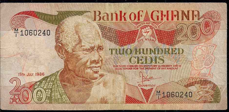 Dani s Paper Money Collection Ghana P27a 200 Cedis 15 7 1986 dani-s-paper-money-collection-ghana-p27a-200-cedis-15-7-1986