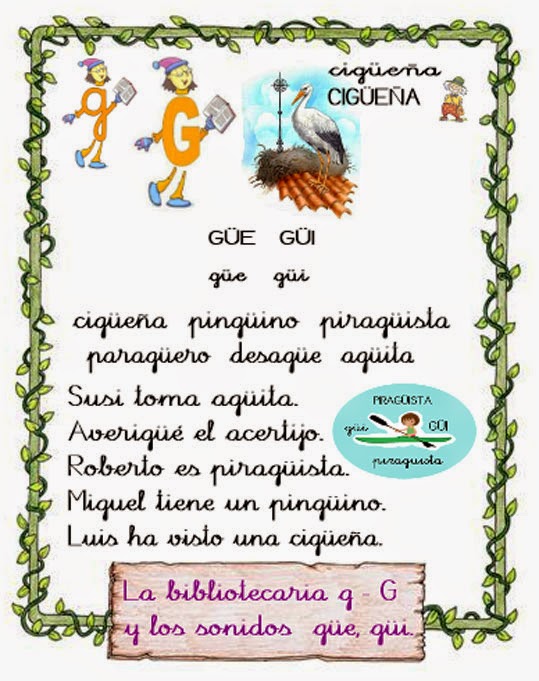 INFANTILES DE ANA V.: LA BIBLIOTECARIA G Y LOS SONIDOS GÜE, GÜI