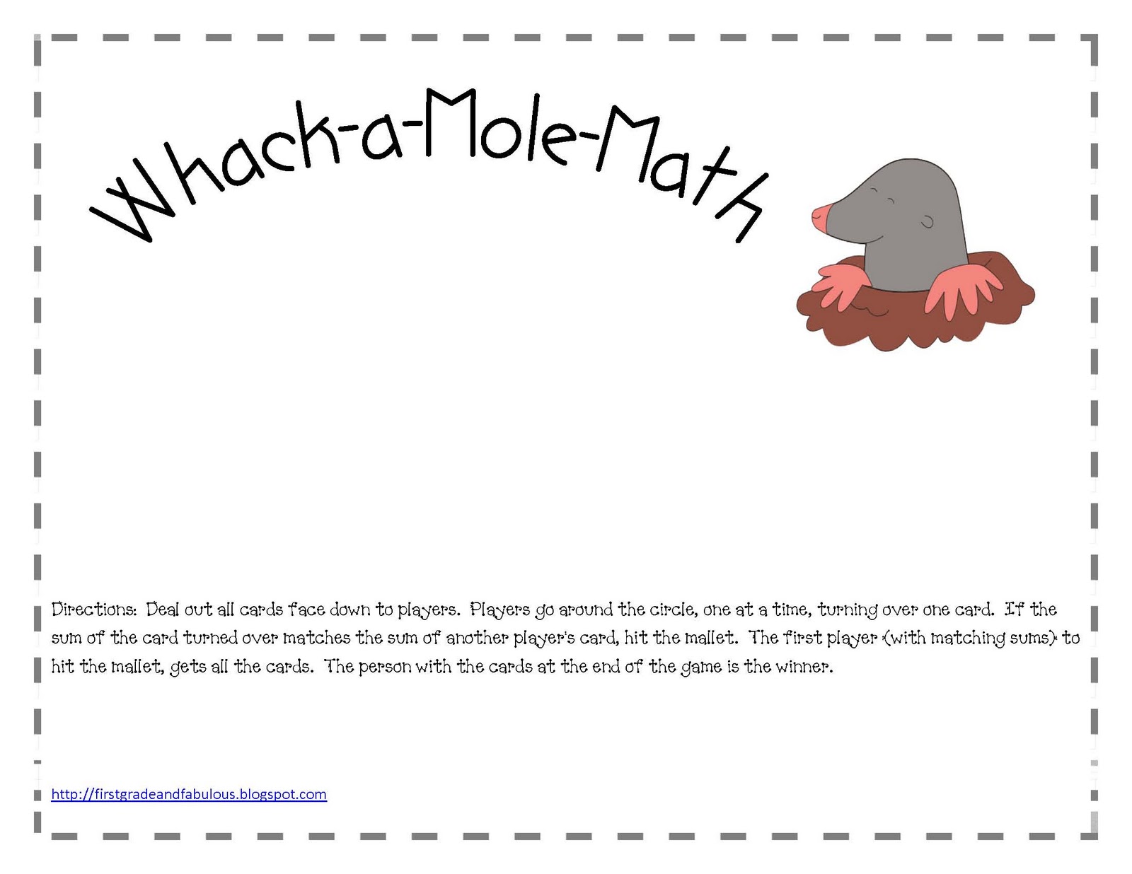 Whack-a-Mole Math - Classroom Freebies