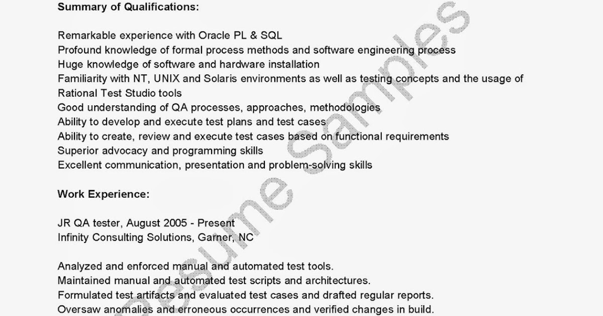 Resume Samples JR QA Tester Resume Sample resume-samples-jr-qa-tester-resume-sample