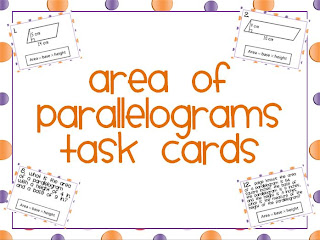 Dots and Decimals: Area of Parallelogram Task Cards