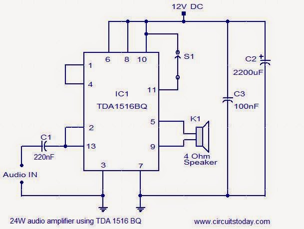 Amplificator audio 24W mono cu TDA1516 BQ | Scheme Electrice
