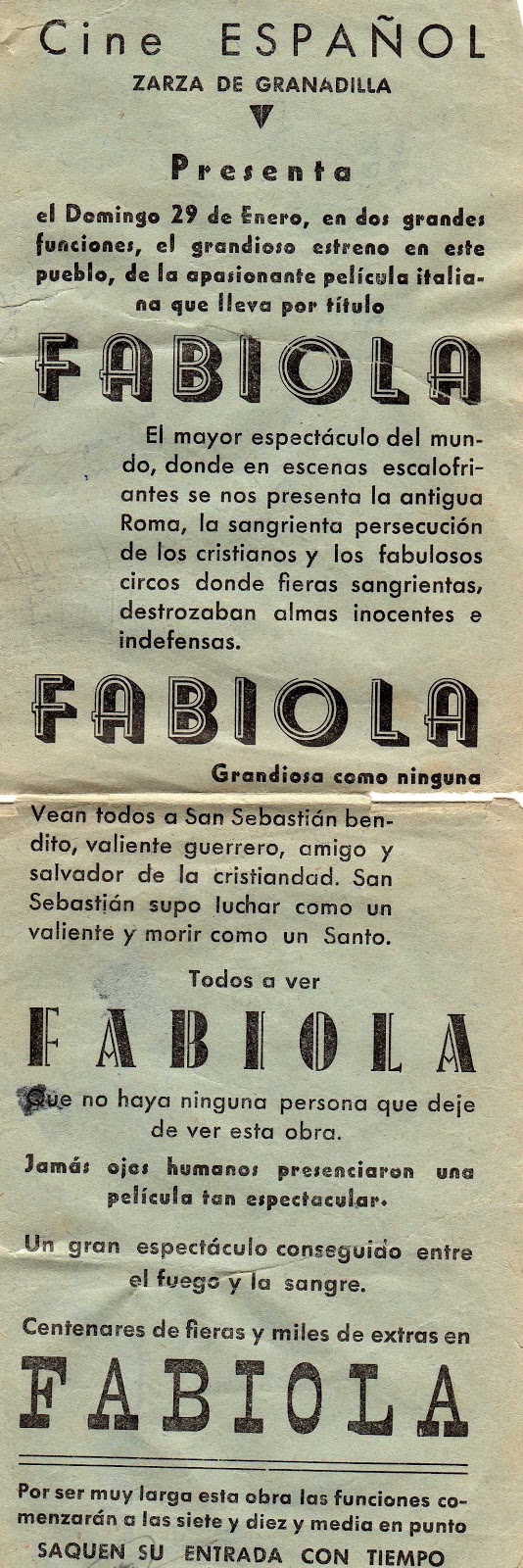 Zarza historia: Cine español - Fabiola (1949)