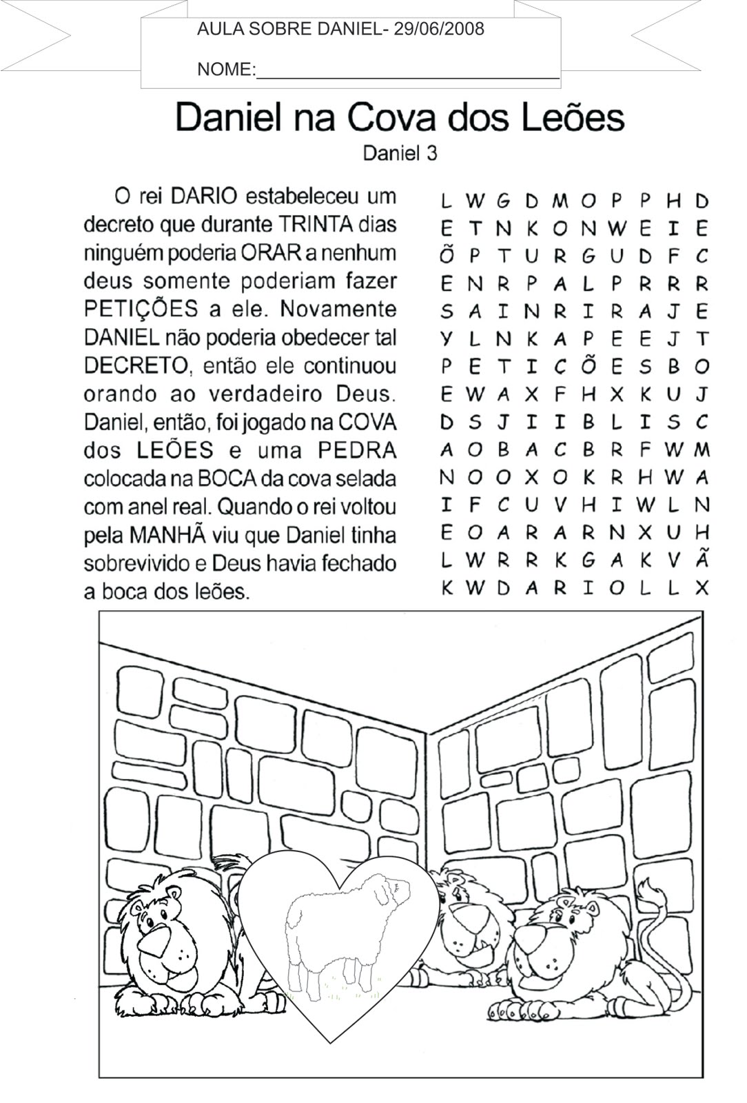 Escola Bíblica: Atividades de Daniel