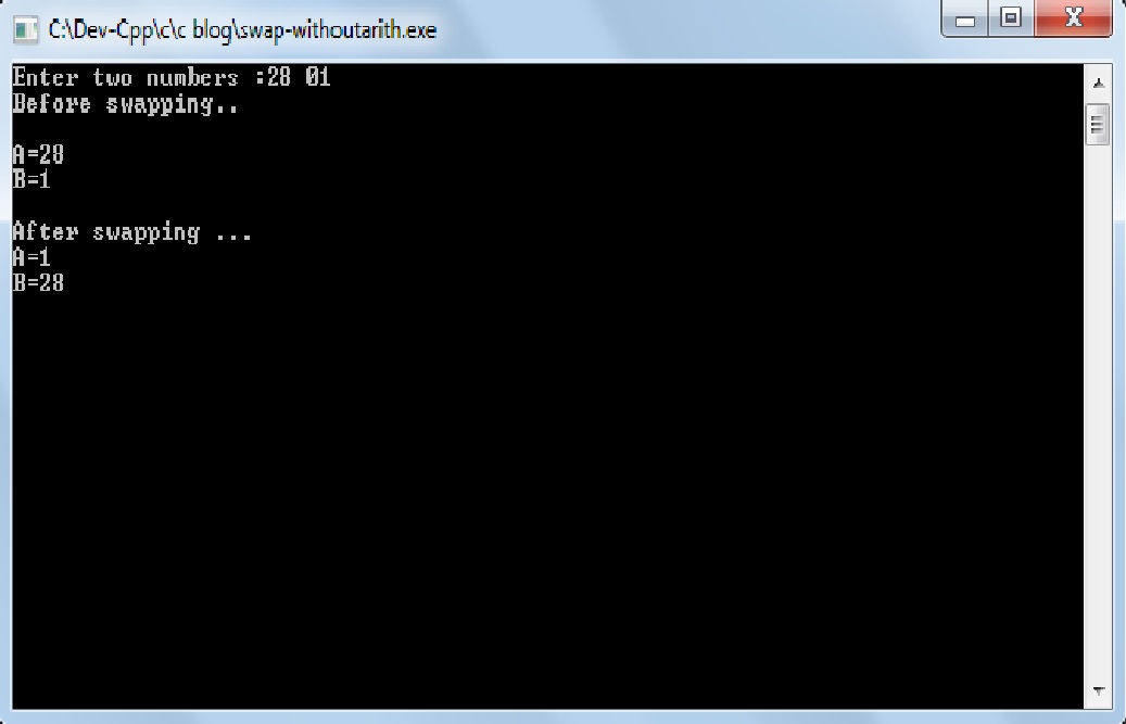 C to see: Swapping of two variables C to see: Swapping of two variables