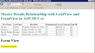 ASP.NET 4 TUTORIALS: Master Details Relationship in asp.net C# GridView DetailsView Dataset