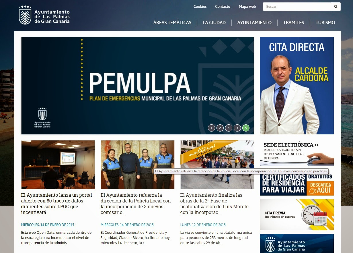 El Ayuntamiento de LPGC presenta su nueva web. | grancanariatv.com Noticias y vídeos de Gran Canaria
