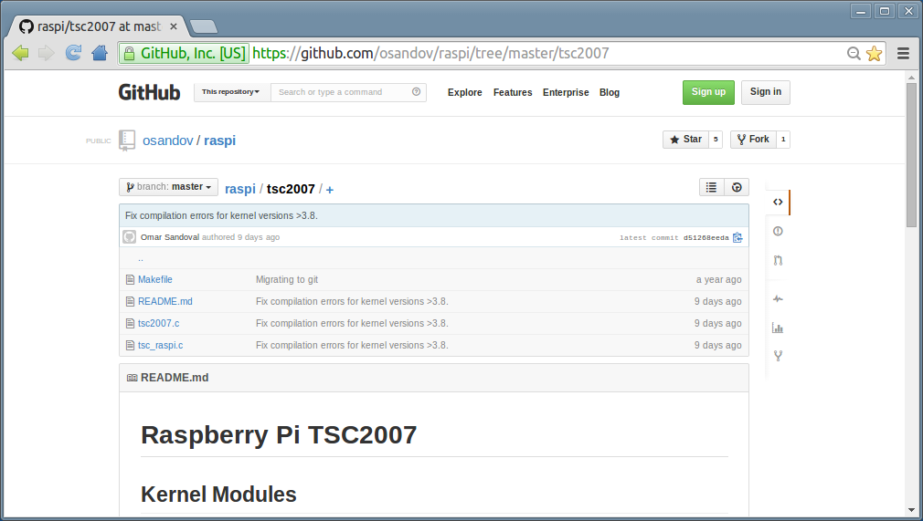 Hello Raspberry Pi: osandov's Raspberry Pi TSC2007 Kernel Modules updated