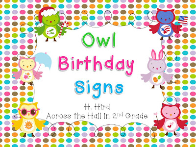 Across the Hall in 2nd: Owl Birthday Display Freebie