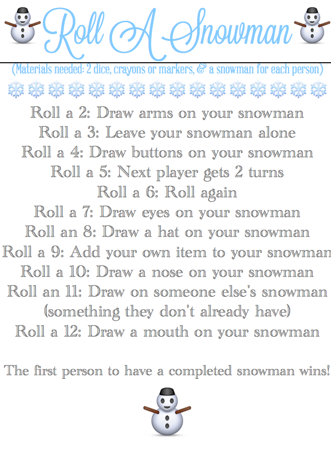 BLISSFUL ROOTS: Snowman Game & Printable