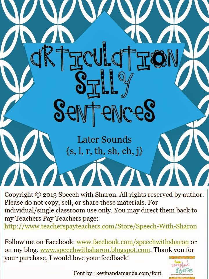 Speech with Sharon: Articulation Silly Sentences Later Sounds {s, l, r ...