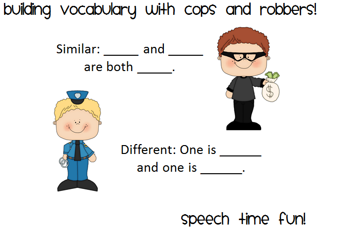 Building Vocabulary with Cops and Robbers! - Speech Time Fun: Speech ...