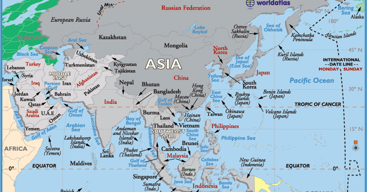 Geographical Map Of Asia | The Geographic Areas Of Asia | Maps Of The ...