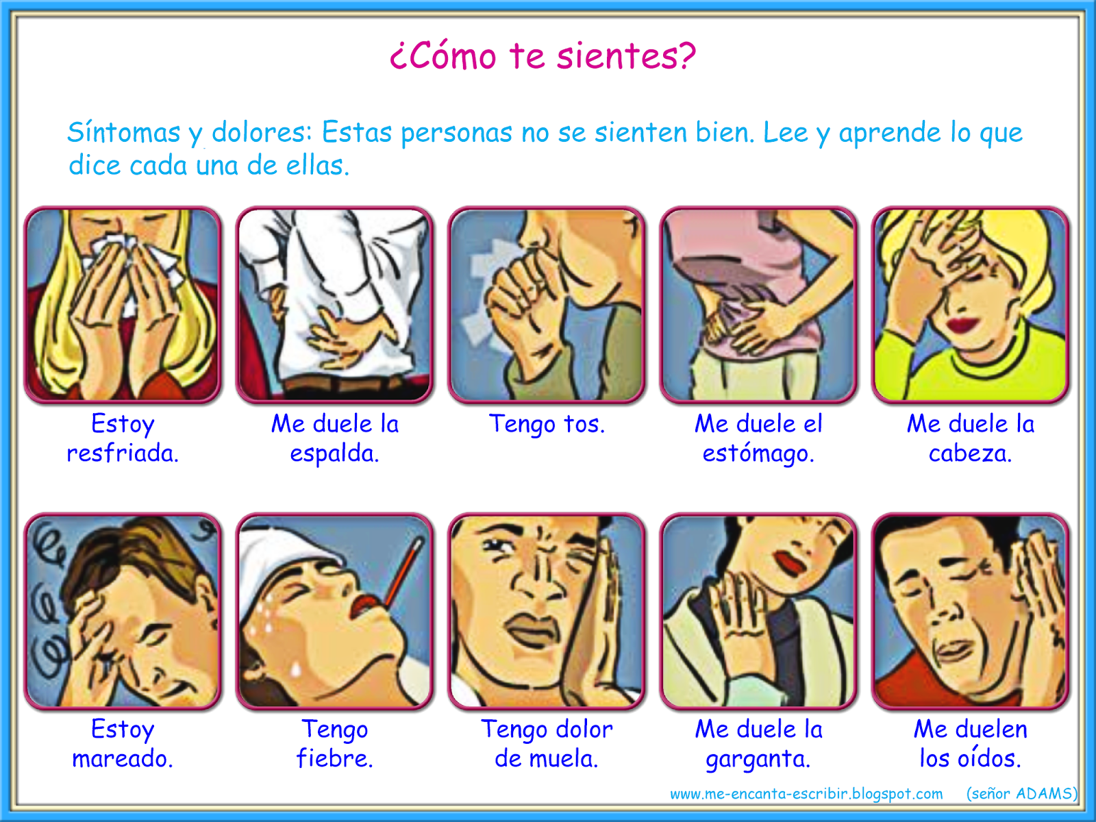 Me encanta escribir en español: ¿Cómo te sientes? (ejercicio interactivo)