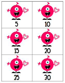 Fourth and Ten: TpT: Valentine's Day Monster Math Skip Counting