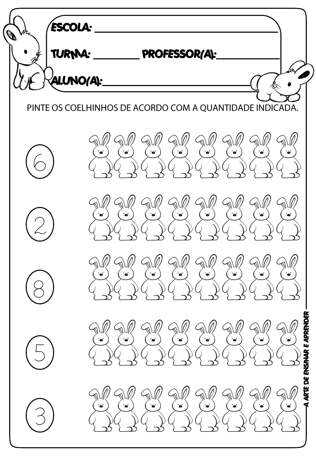 A Arte de Ensinar e Aprender: Atividade pronta quantidade tema páscoa A Arte de Ensinar e Aprender: Atividade pronta quantidade tema páscoa
