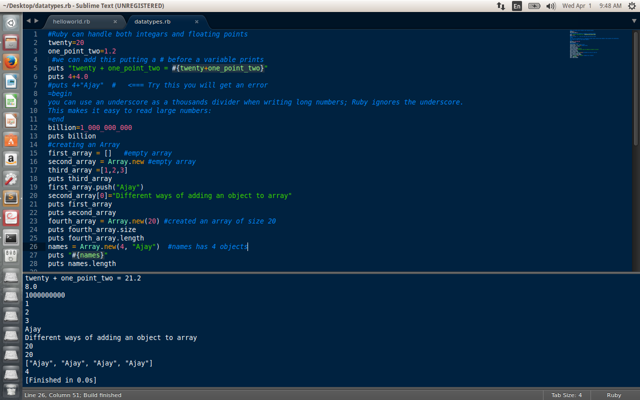 Python-My Notes: Hands on Ruby Numbers and Arrays Python-My Notes: Hands on Ruby Numbers and Arrays