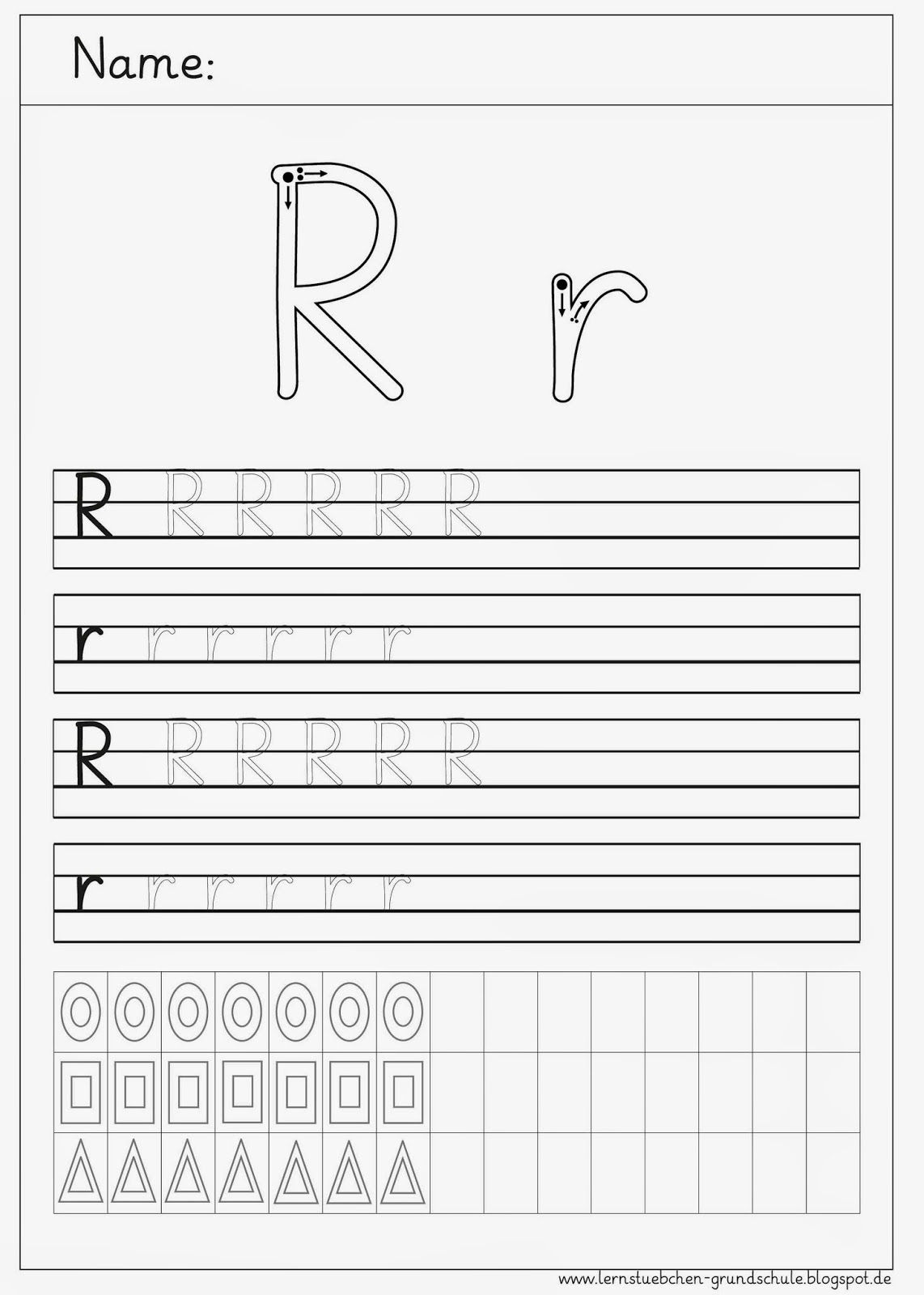 Lernstübchen: Schreibblätter rund ums R - r