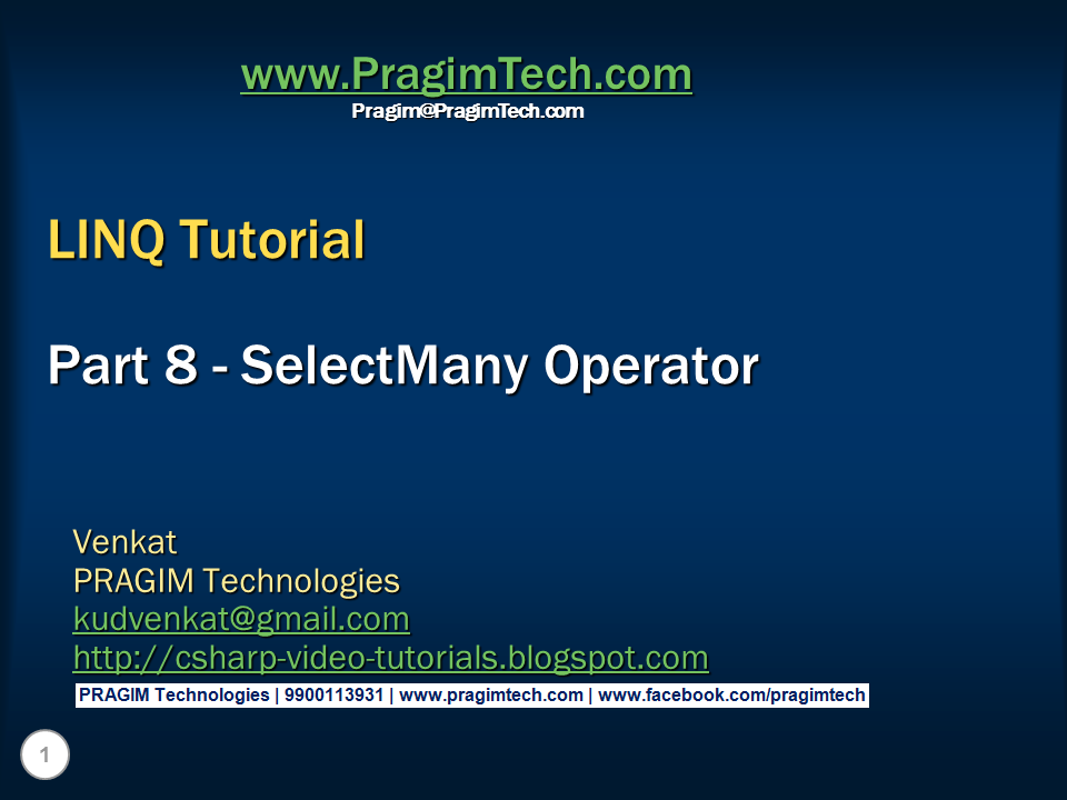 Sql server, .net and c# video tutorial: Part 8 - SelectMany Operator in LINQ