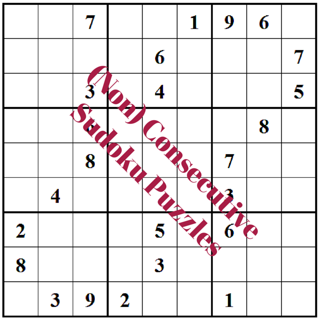 (Non) Consecutive Sudoku Puzzles @ Fun With Puzzles (Non) Consecutive Sudoku Puzzles @ Fun With Puzzles
