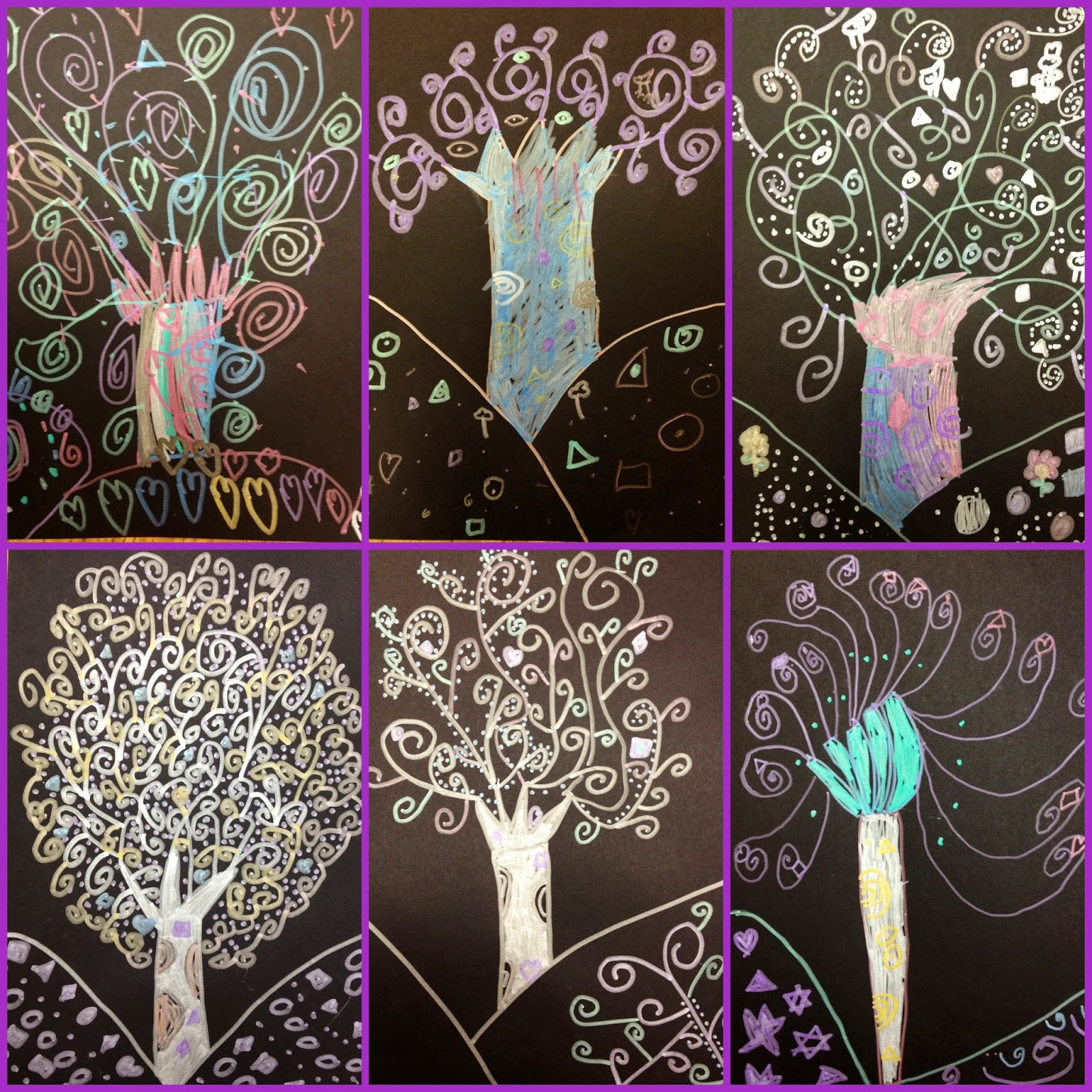 edenfolwell: Art Lesson - Metallic Trees inspired by Gustav Klimt