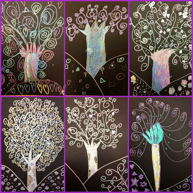 edenfolwell: Art Lesson - Metallic Trees inspired by Gustav Klimt