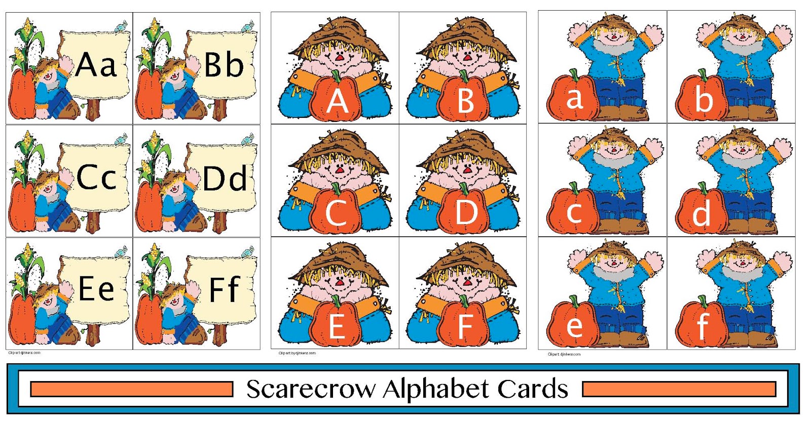 Scarecrow Alphabet Cards - Classroom Freebies