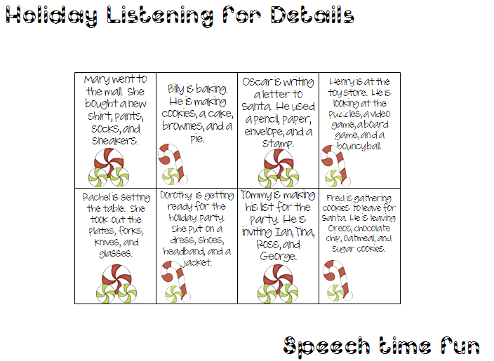 Holiday Listening for Details! - Speech Time Fun: Speech and Language ...