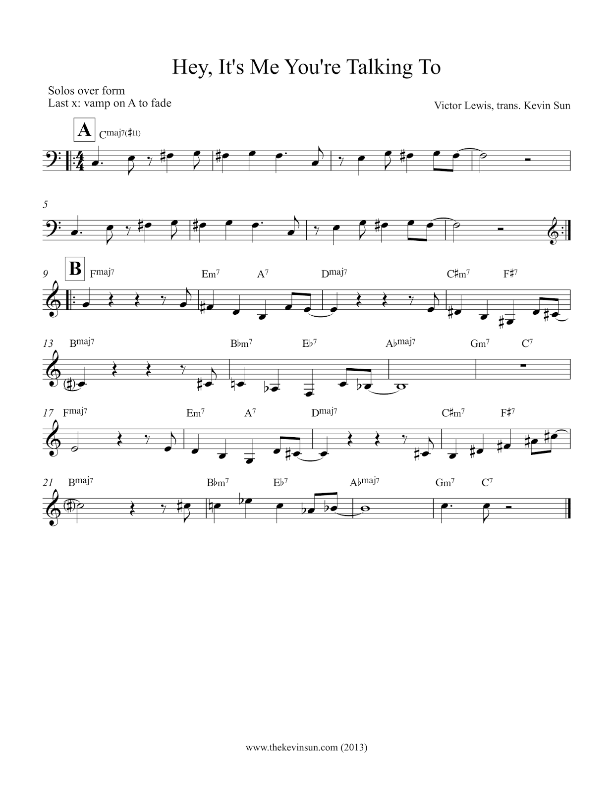 A Horizontal Search, by Kevin Sun: Leadsheet: A Horizontal Search, by Kevin Sun: Leadsheet: