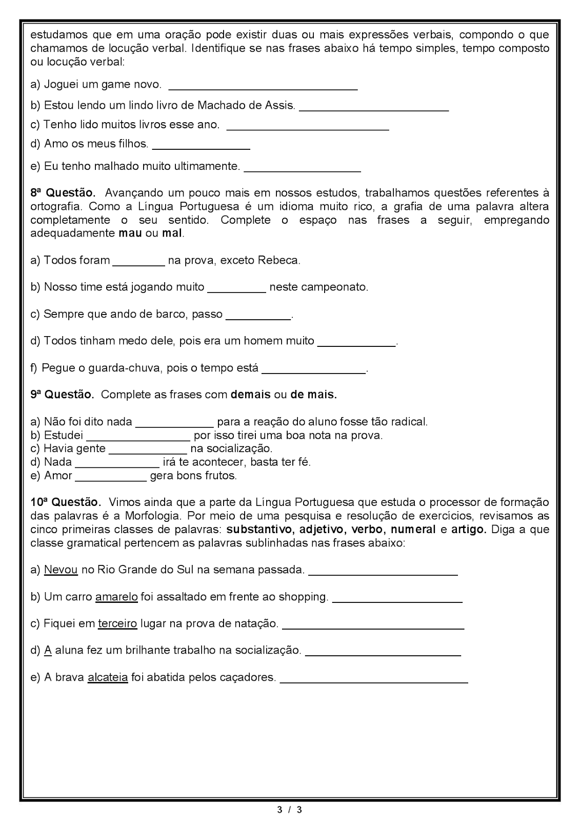 Atividades Com Verbos Com Gabarito - RETOEDU Atividades Com Verbos Com Gabarito - RETOEDU