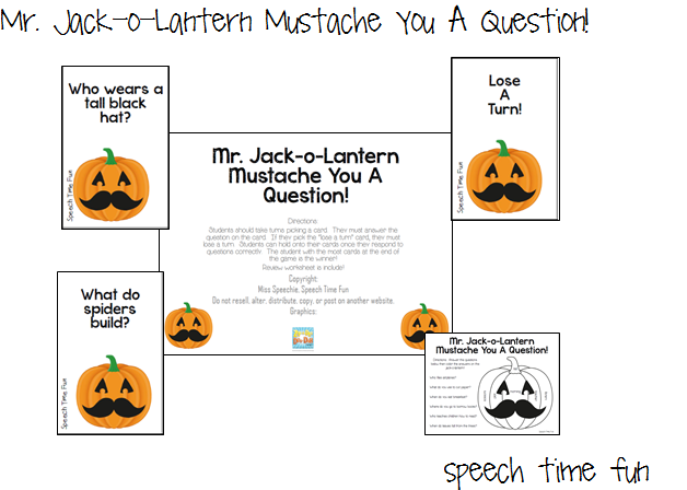 Mr. Jack-o-Lantern Mustache You A Question! - Speech Time Fun: Speech ...