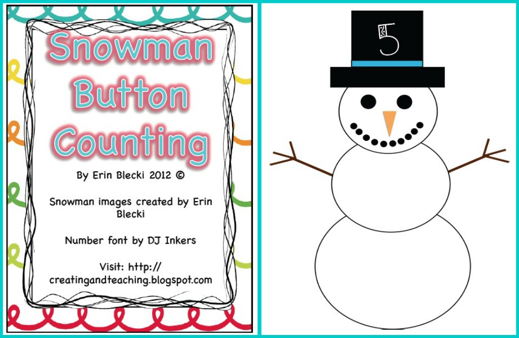 Snowman Button Counting FREEBIE | creating & teaching
