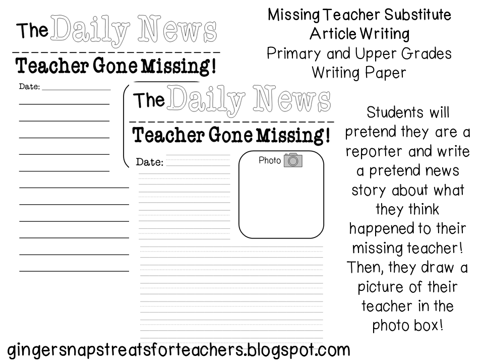 Substitute Writing Idea - Classroom Freebies