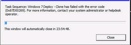 Venu Singireddy's blog: Task sequence failed with error code 0x87D00269