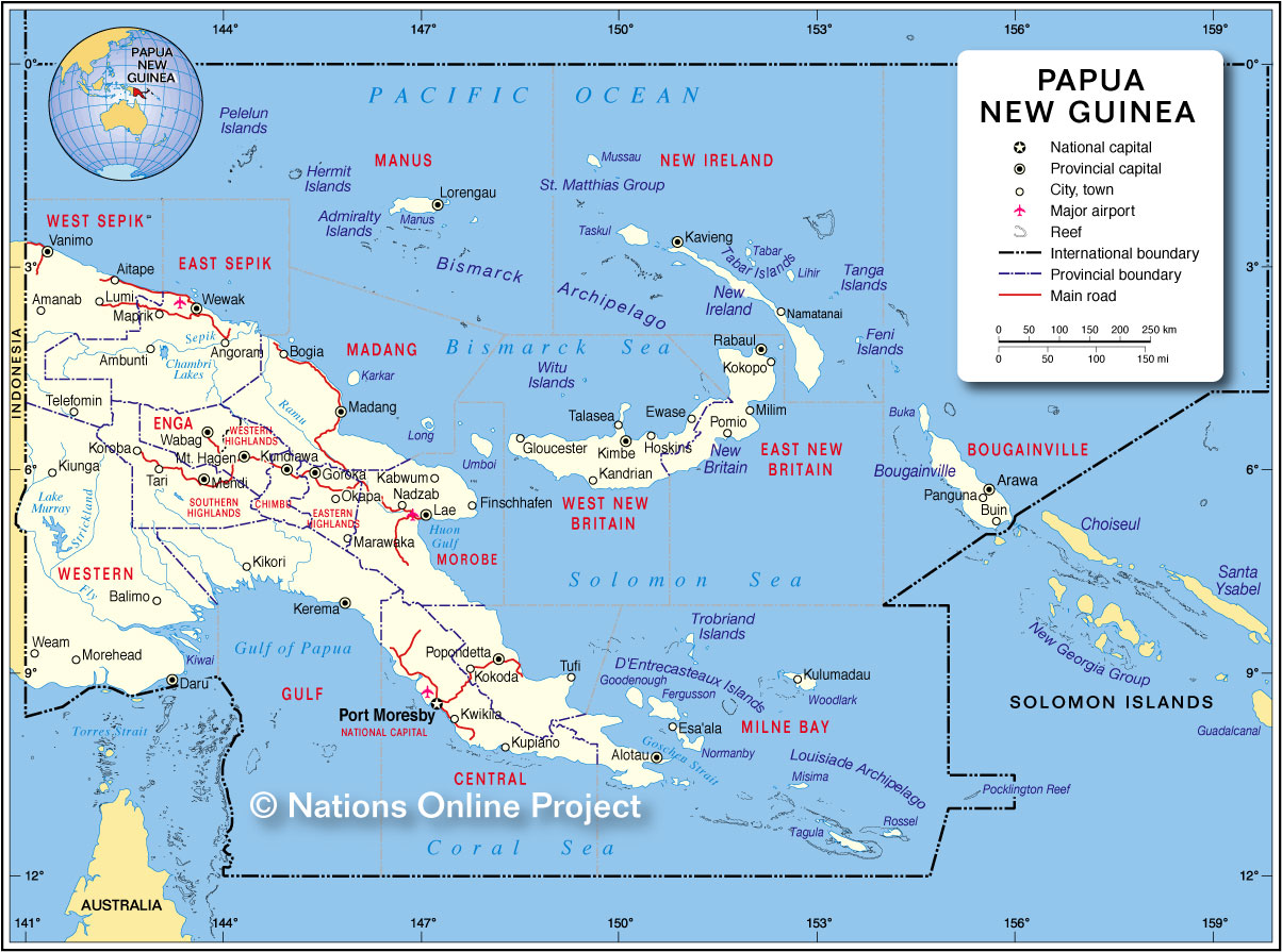 PAPUA NEW GUINEA - GEOGRAPHICAL MAPS OF PAPUA NEW GUINEA