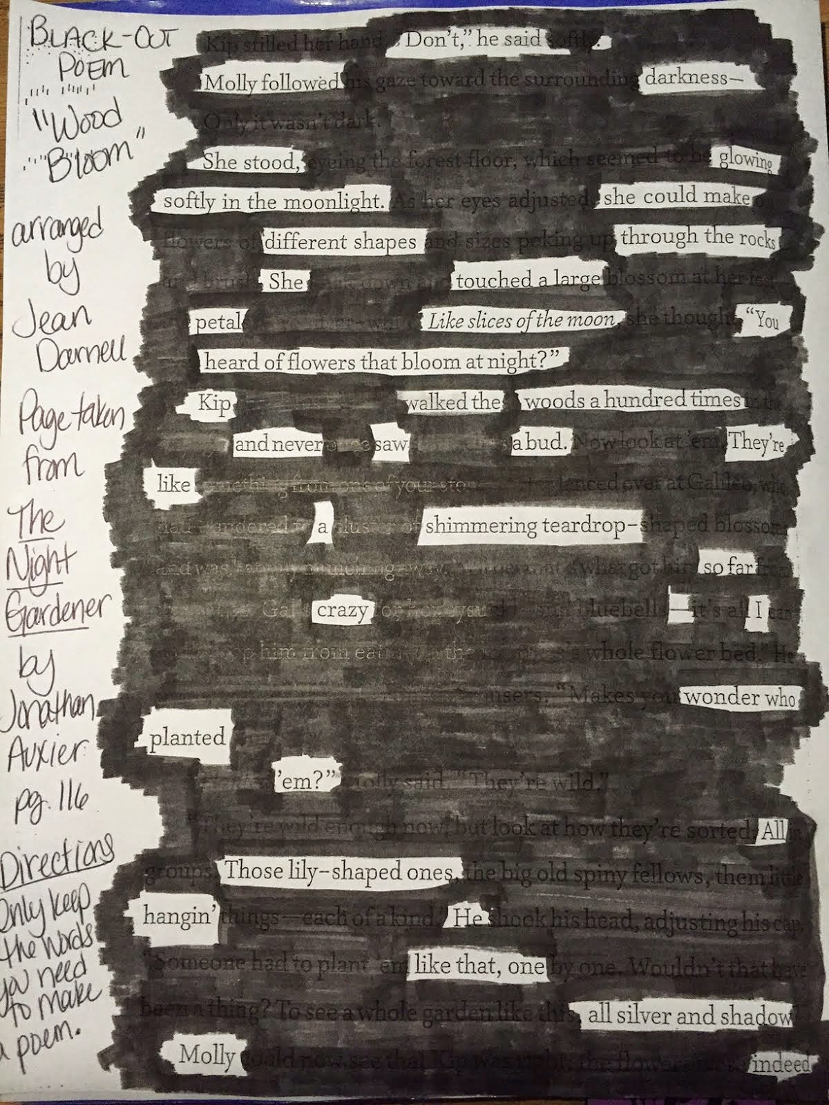 Jean Darnell: Awaken Librarian!: Blackout Poem-The Night Gardener