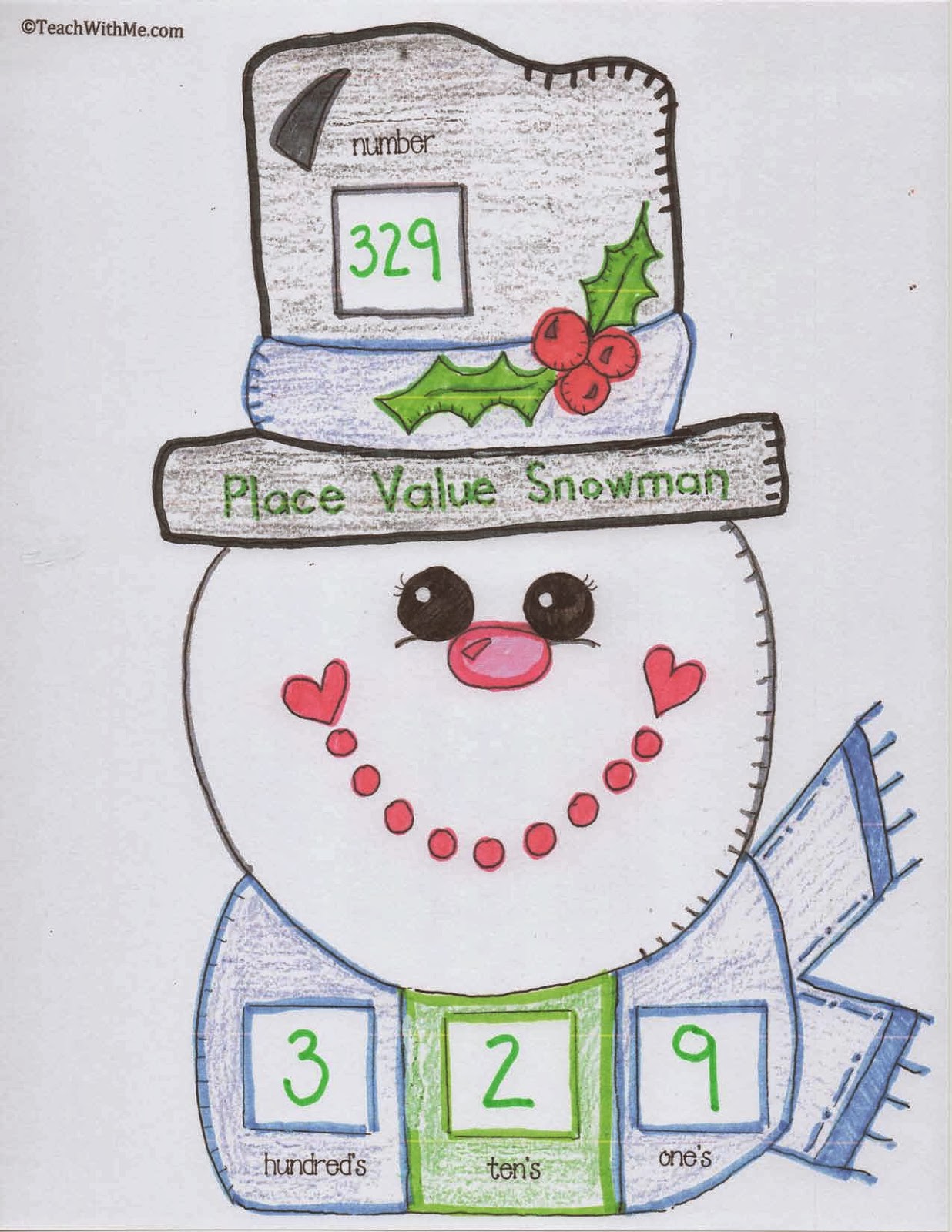 Place Value Snowman - Classroom Freebies