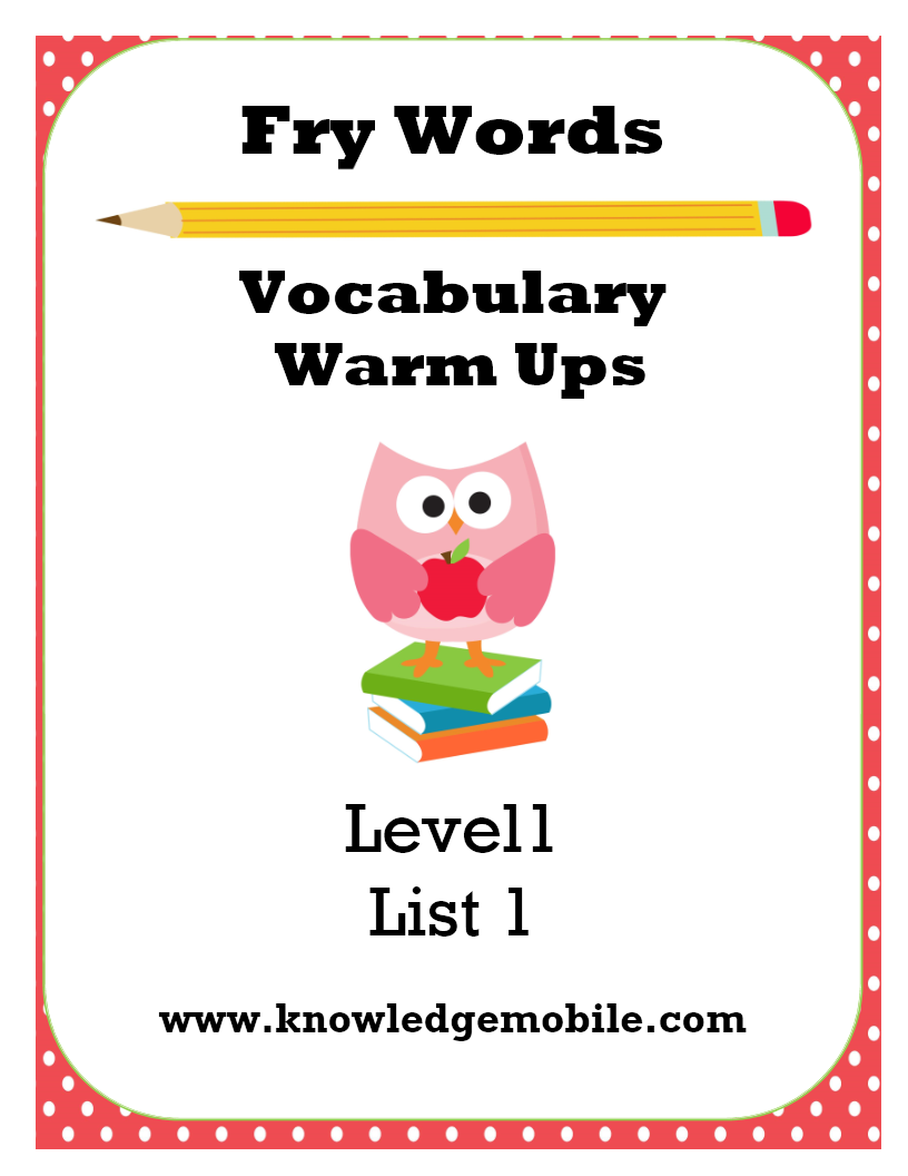 Fry's Sight Words Freebie! - Knowledge Mobile