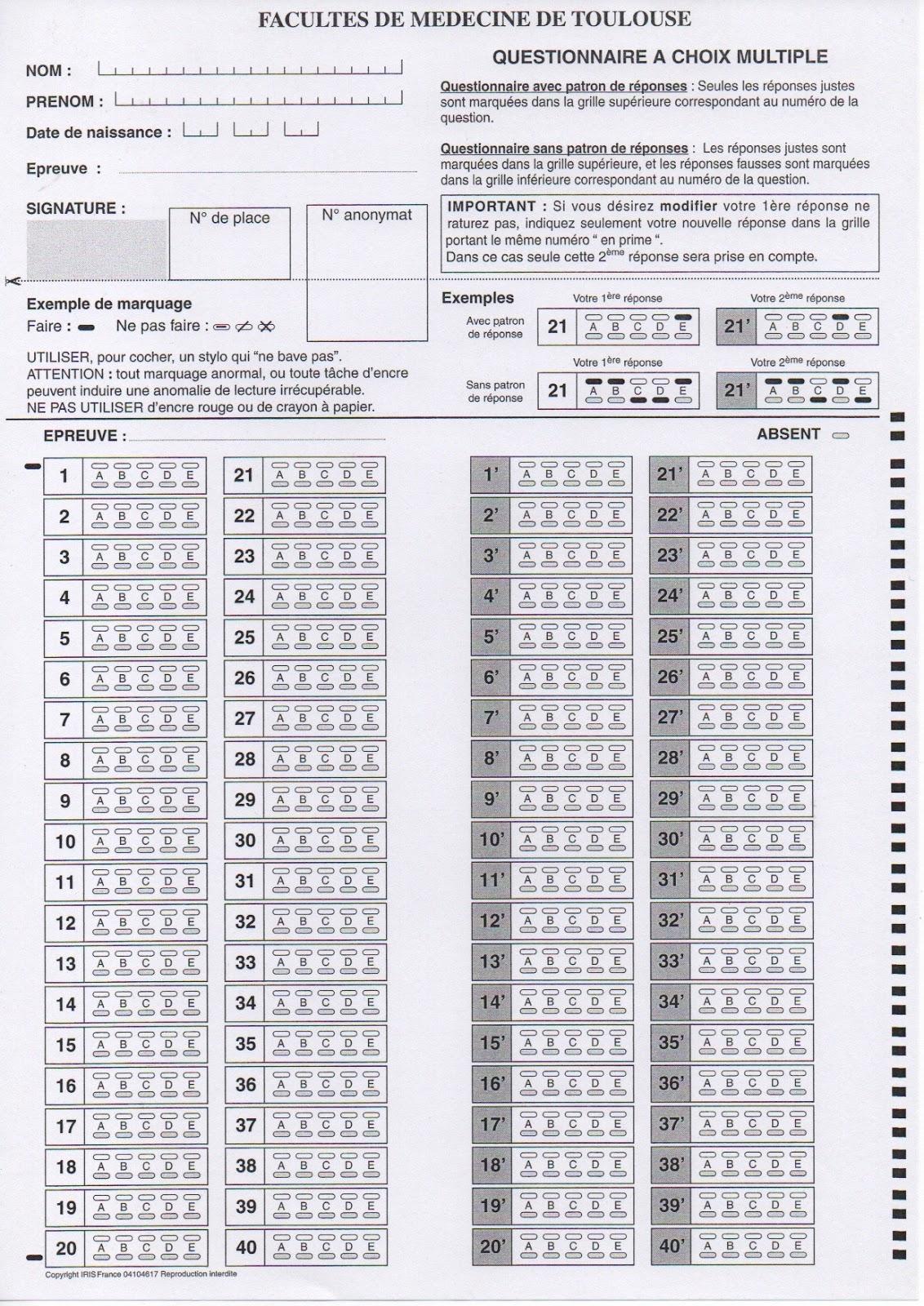 Présentation des qcms - Suggestions pour l'amélioration du TAT - Tutorat Associatif Toulousain