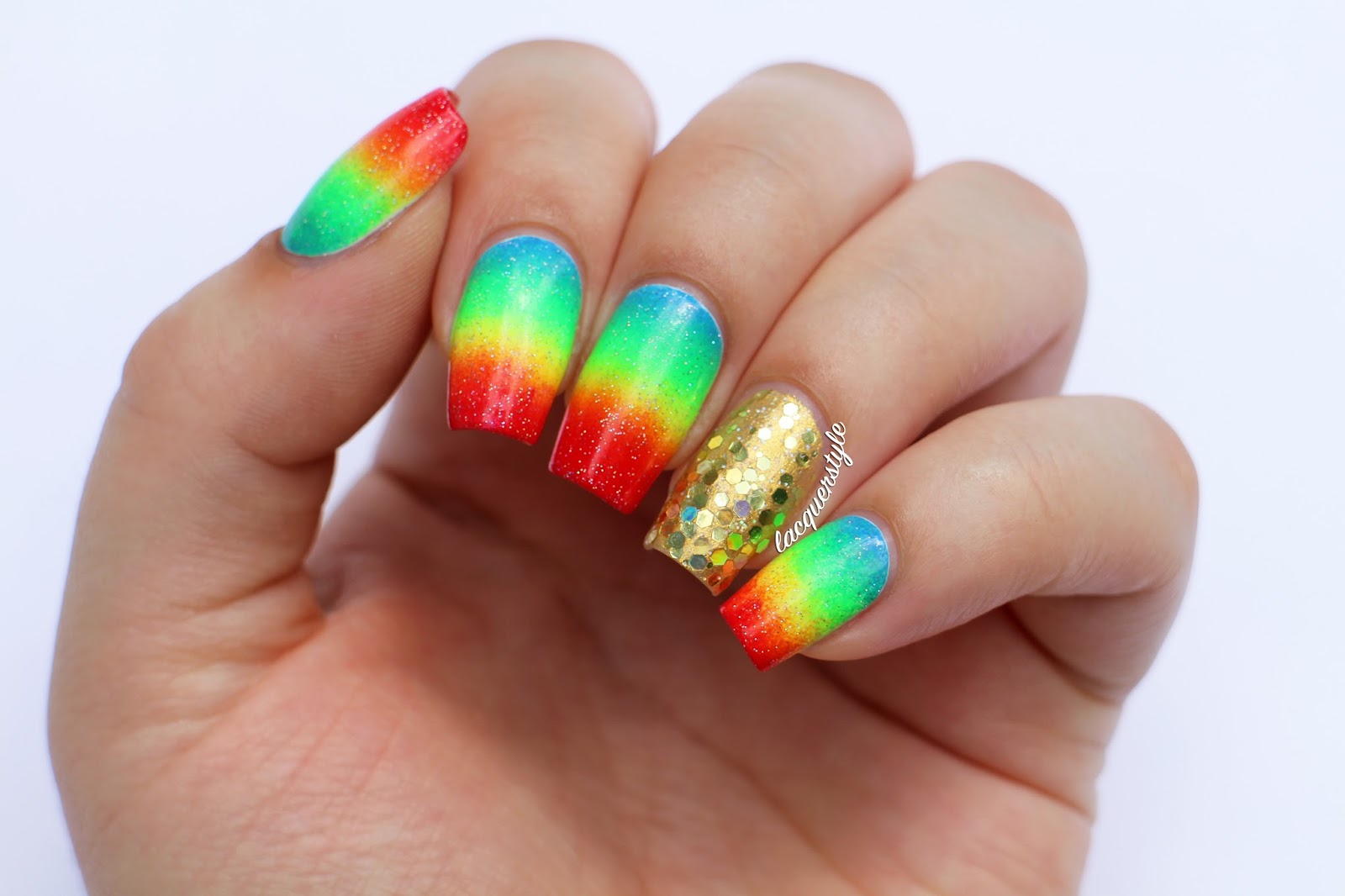 Lacquerstyle.com: Rainbow Gradient Nails + Tutorial!