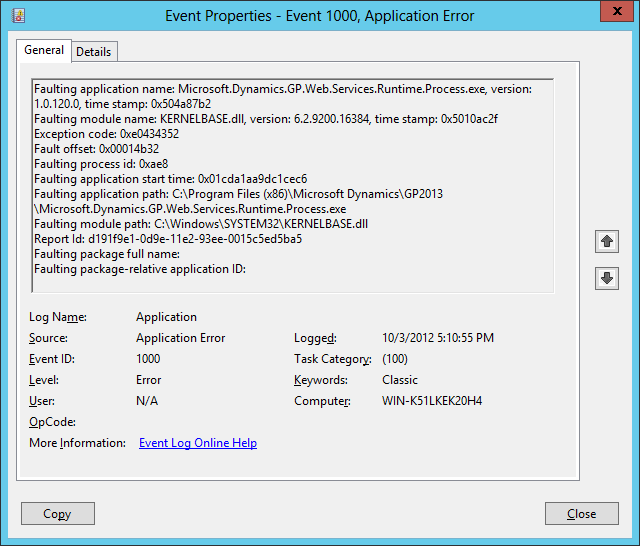 Event id 1000 application error windows 2012 - ascsepet