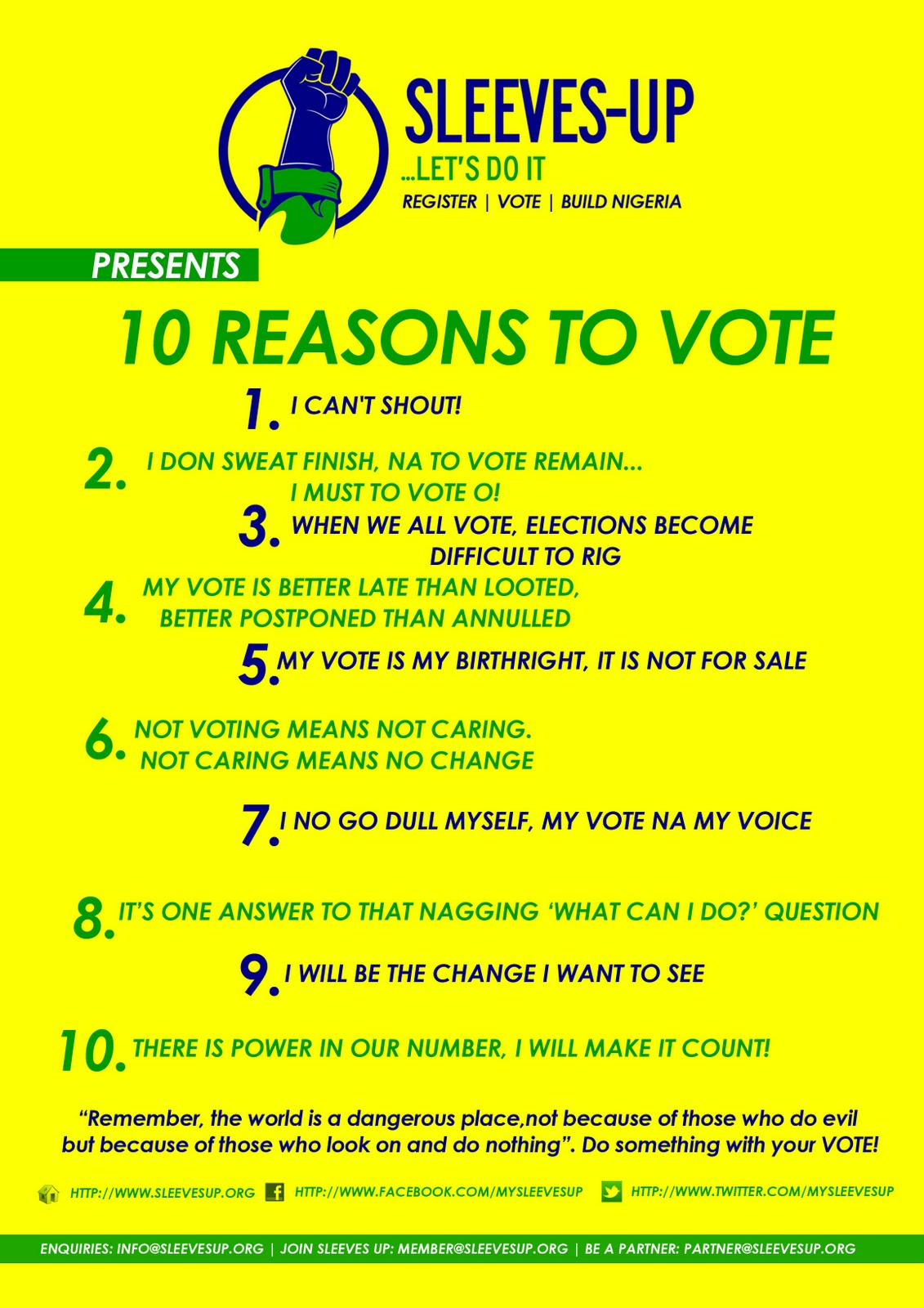 Chiedu Ifeozo: 10 reasons to vote - courtesy Chiedu Ifeozo: 10 reasons to vote - courtesy