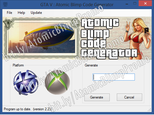 GTA V Atomic Blimp DLC Code generator