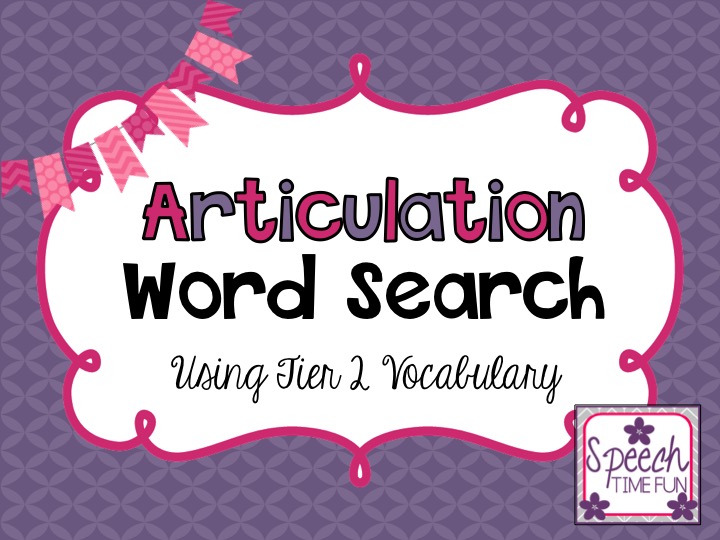 Articulation Word Search (Using Tier 2 Vocabulary) - Speech Time Fun ...