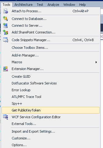 SharePointStack: How to get Public key token in Visual Studio 2010