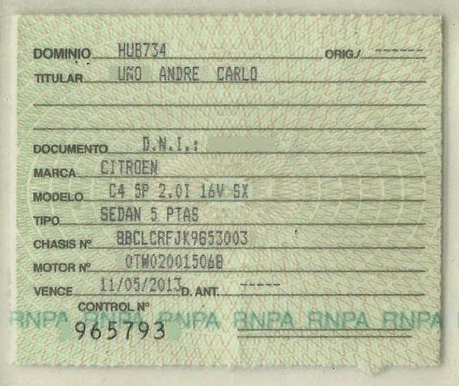 Gestoria Ferreyra : CEDULA VERDE