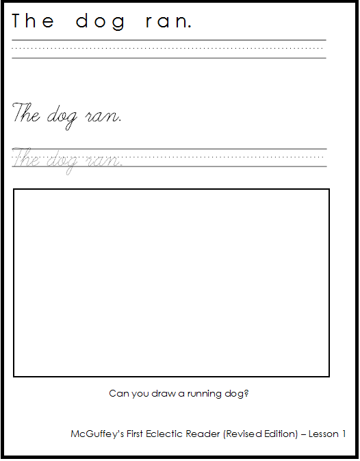 Living and Learning at Home: McGuffey's First Reader Copywork