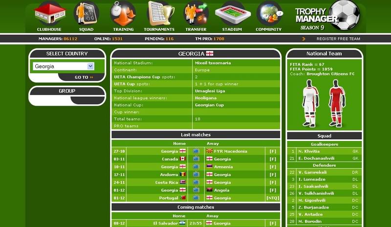 Trophy Manager, un Manageriale di Calcio gratuito
