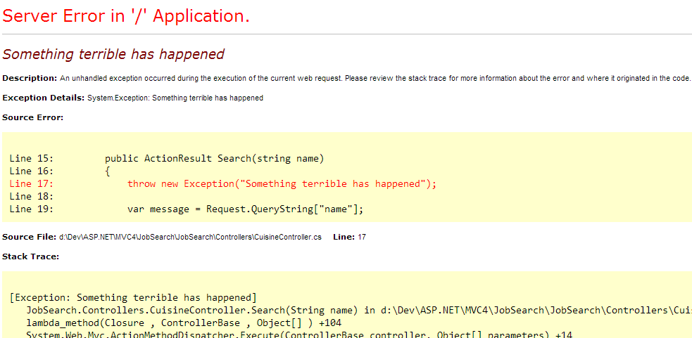 ASP.NET and MVC: [ASP.NET] Yellow screen of death