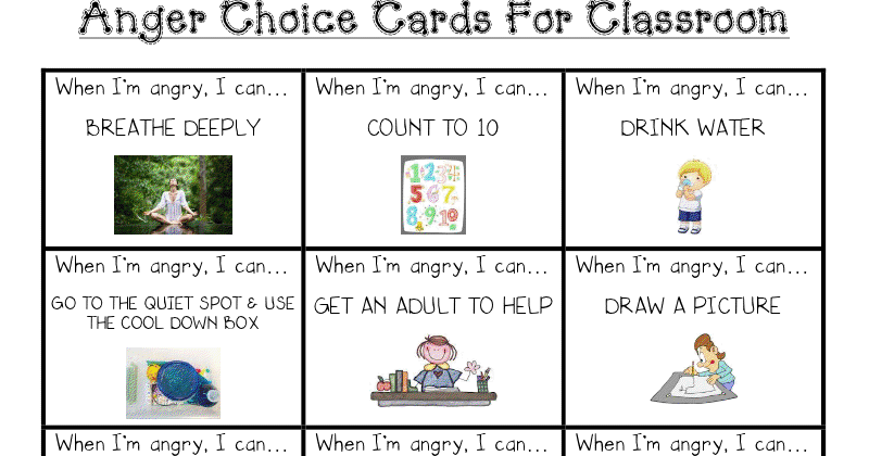 Confessions of a Primary Teacher: Anger Choice Cards for the Classroom